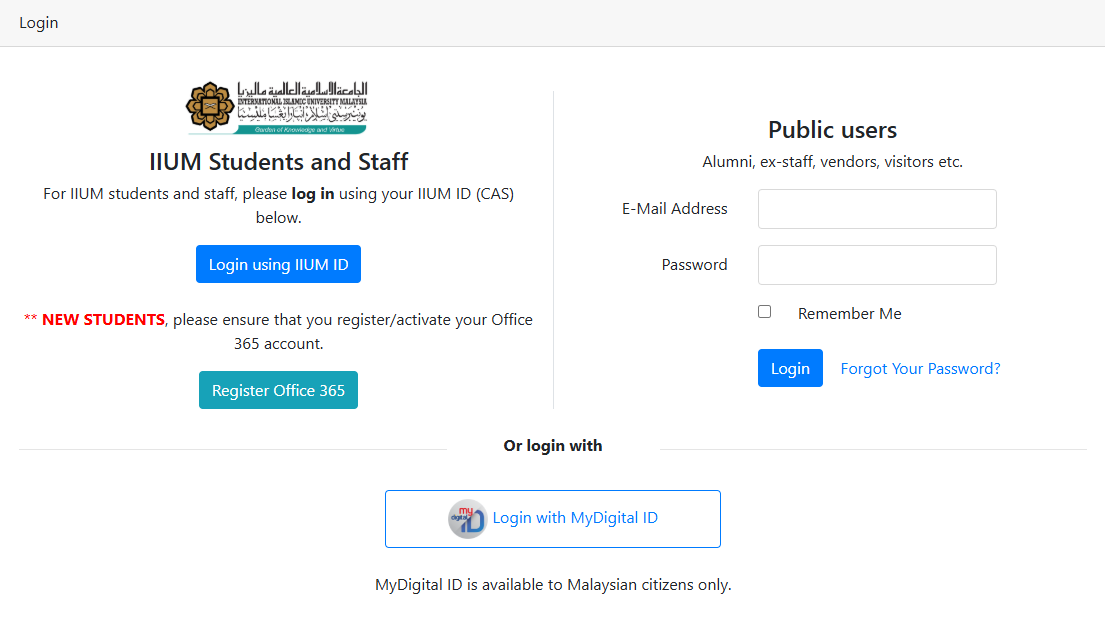 Login Guide: Using a W... | IIUM BookStack